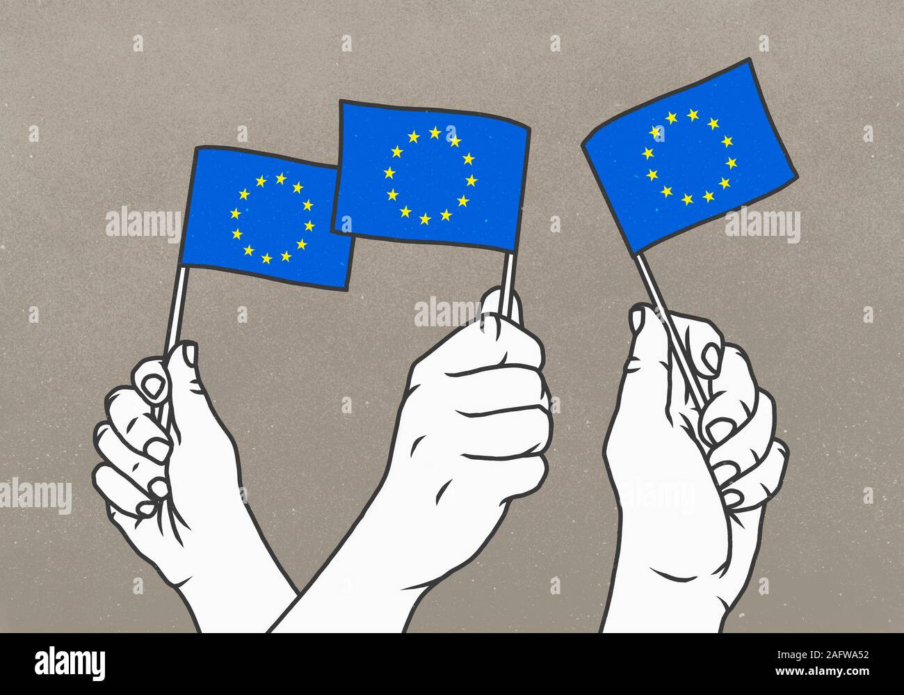 Person holding small flags hi-res stock photography and images - Alamy