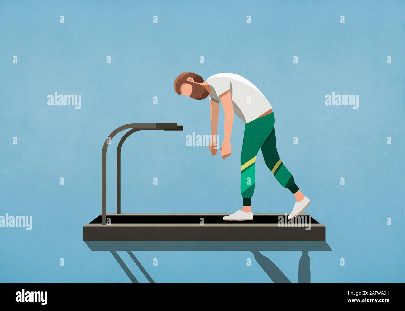 Tired man tired man walking on treadmill Stock Photo - Alamy