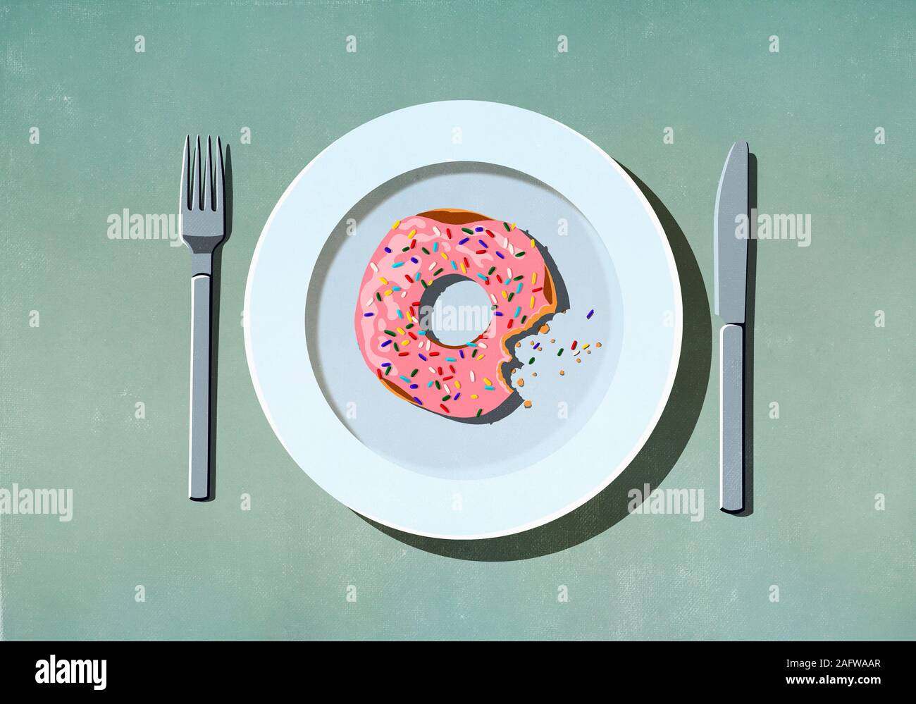 Missing bite from donut with sprinkles Stock Photo - Alamy