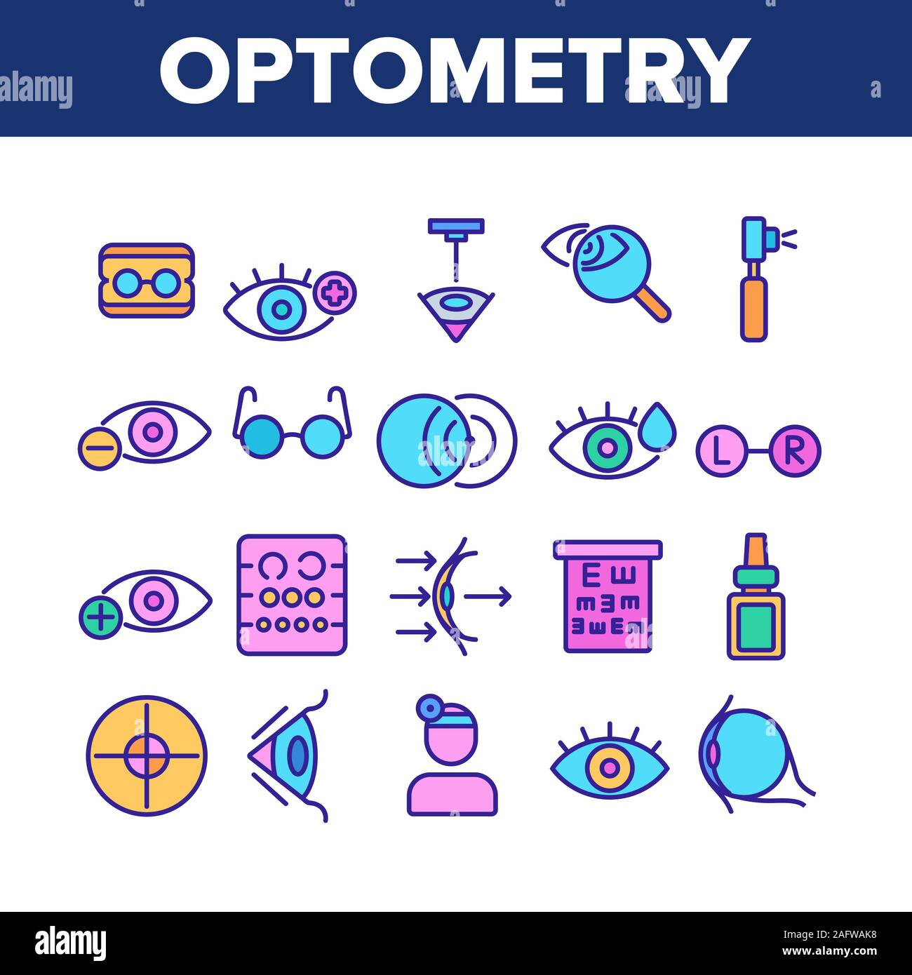 Optometry Eye Health Collection Icons Set Vector Stock Vector Image ...