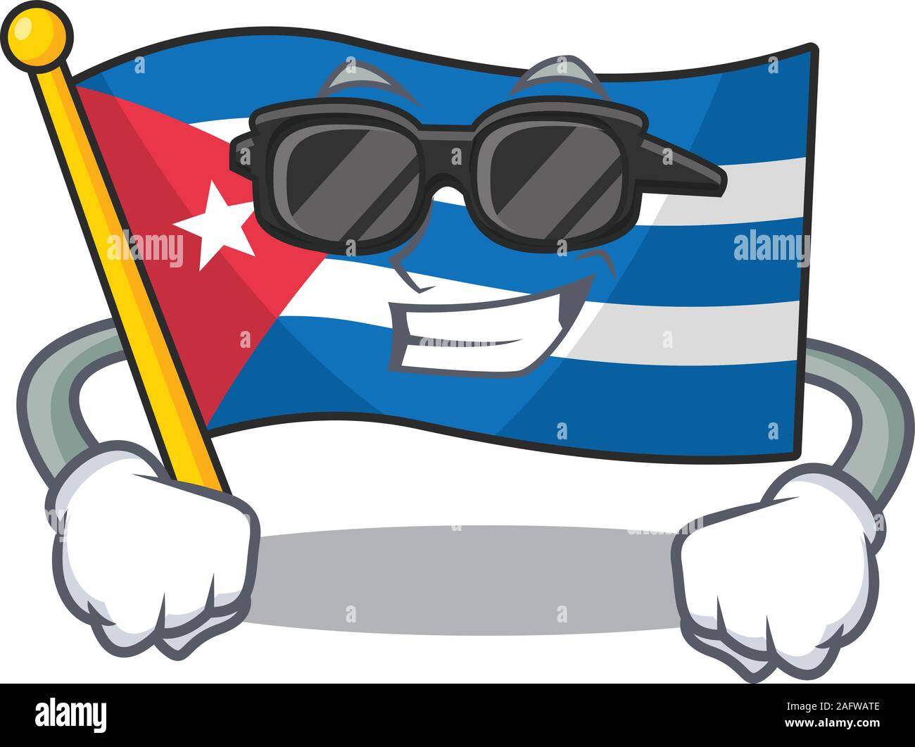 Super cool flag cuba Scroll character with black glasses Stock Vector ...