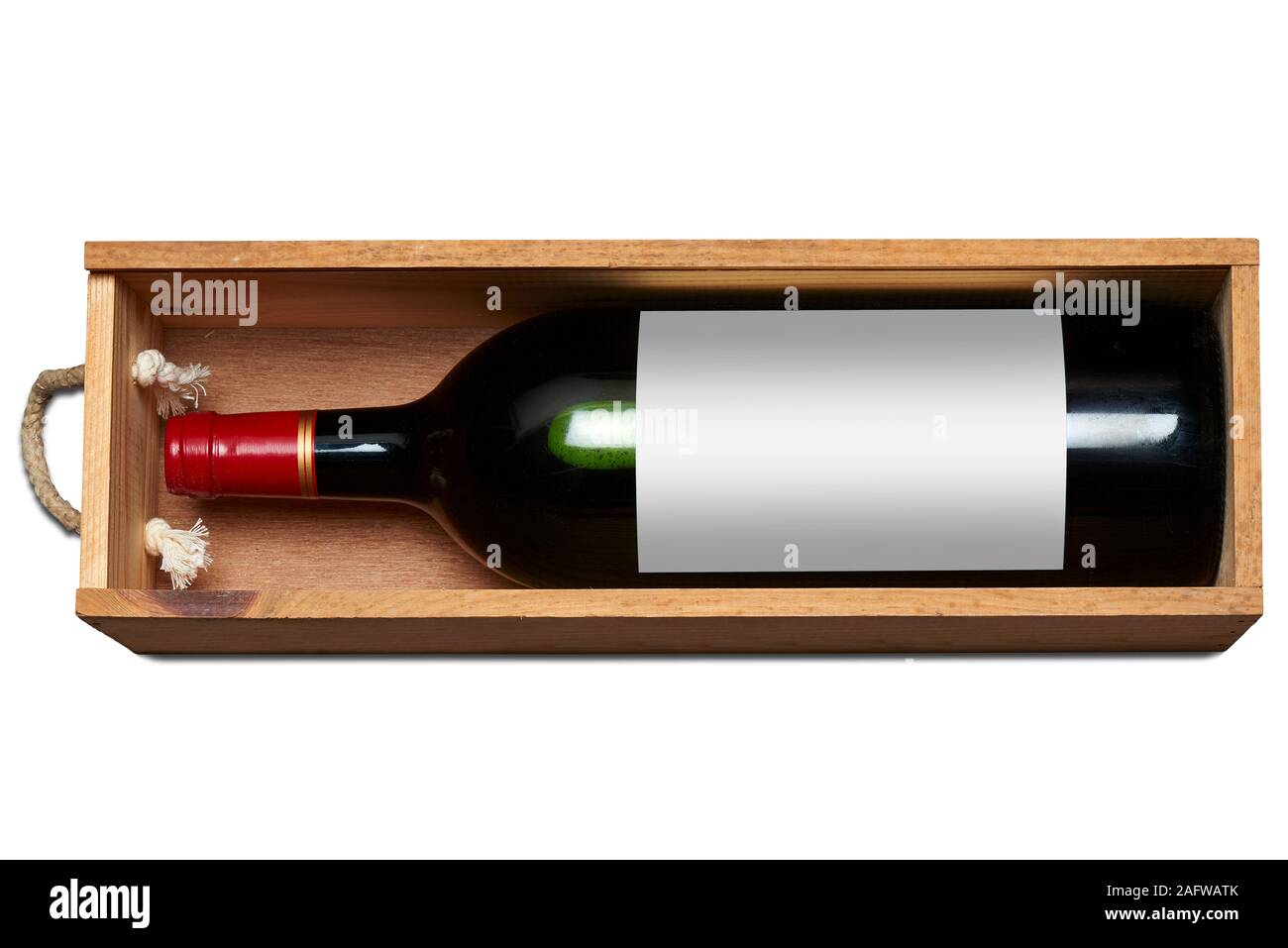Wine bottle with blank label in Box and isolated with clipping path ...