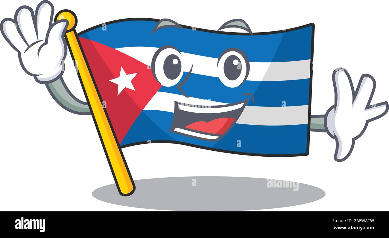 Waving cute smiley flag cuba Scroll cartoon character design Stock ...