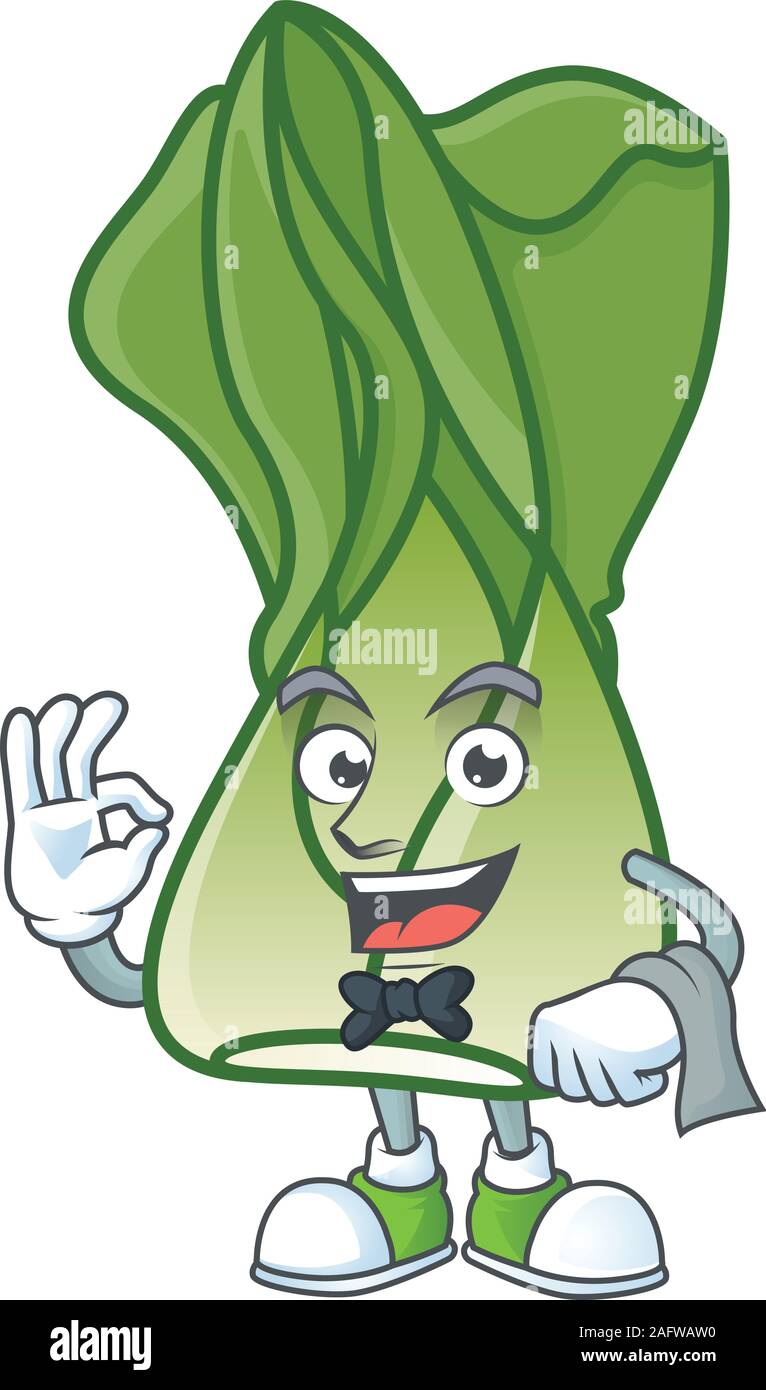 Bok choy cartoon character as a Waiter look Stock Vector Image & Art ...