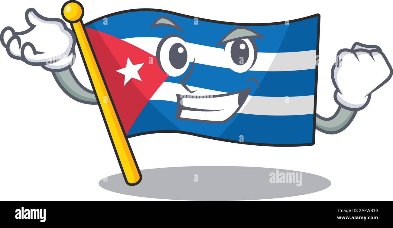 Happy confident Successful flag cuba Scroll cartoon character style ...