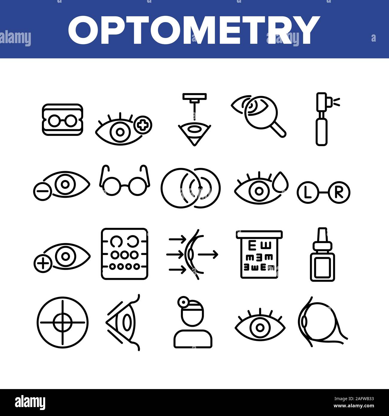Optometry Eye Health Collection Icons Set Vector Stock Vector Image ...