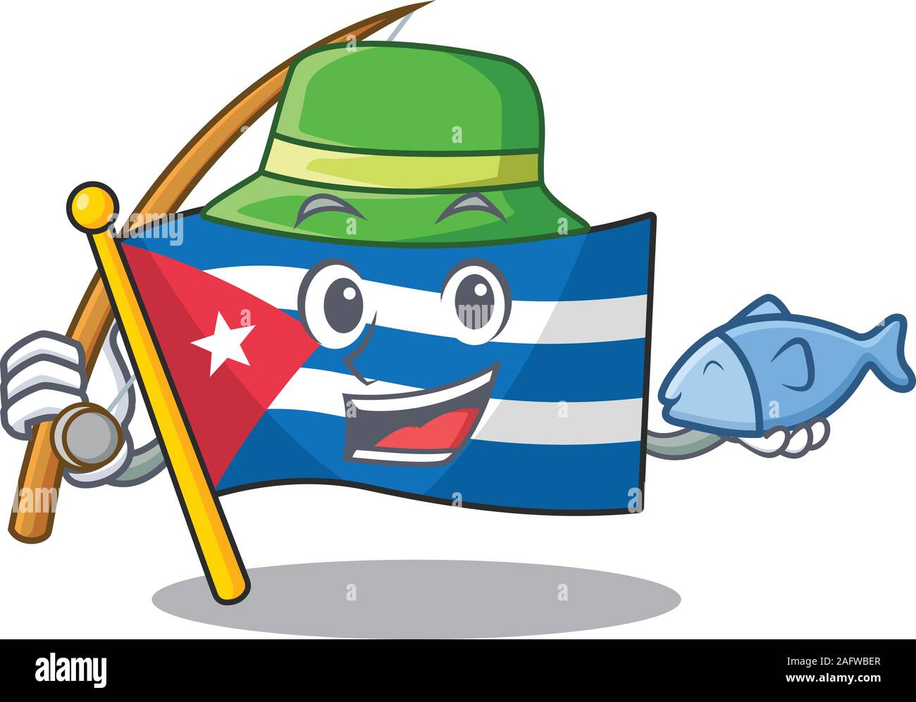 A Picture of funny Fishing flag cuba Scroll design Stock Vector Image ...