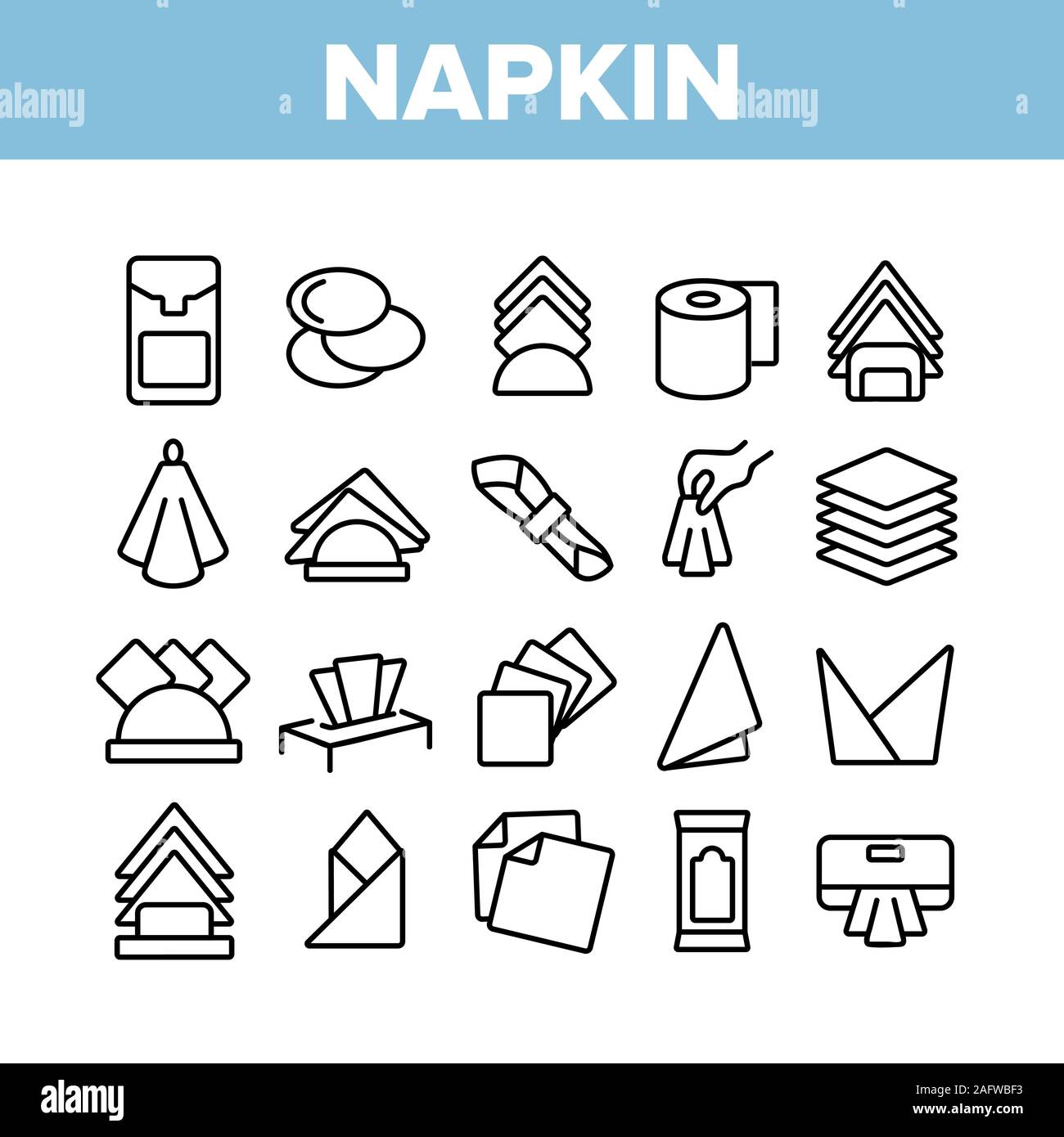 Napkin Hygiene Paper Collection Icons Set Vector Stock Vector Image ...