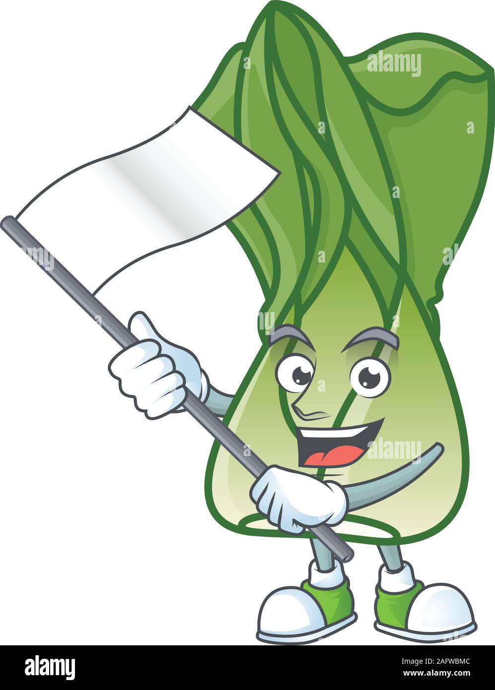 cute bok choy cartoon character design holding a flag Stock Vector ...