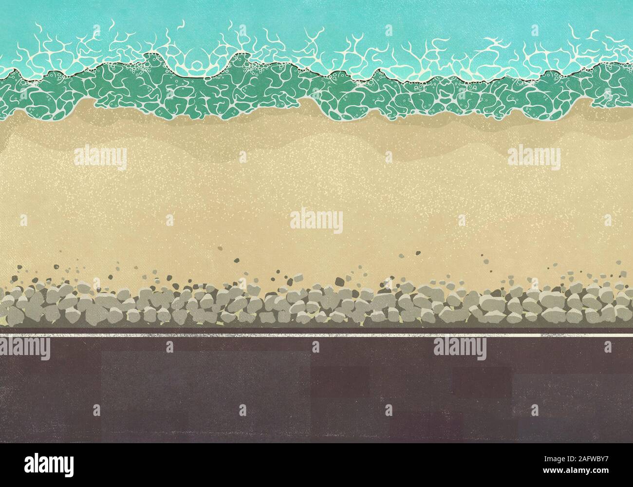 Beach road scene illustration hi-res stock photography and images - Alamy