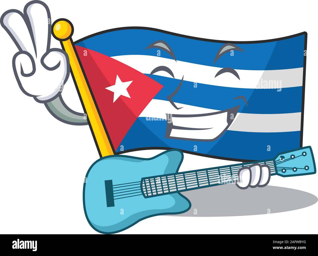 Supper cool flag cuba Scroll cartoon performance with guitar Stock ...