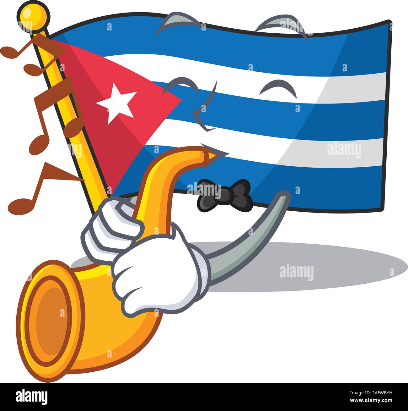 Flag cuba Scroll cartoon character design performance with trumpet ...