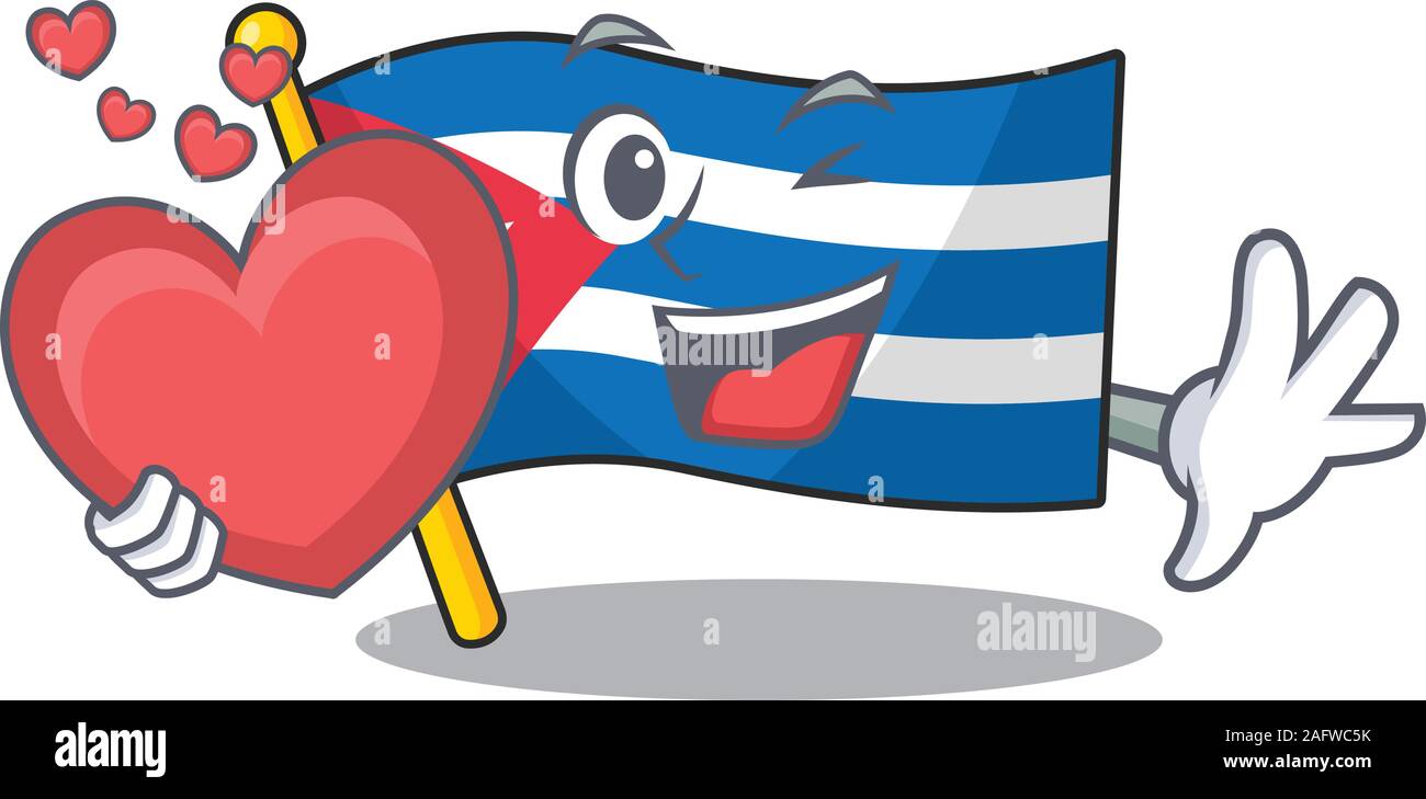Funny Face flag cuba Scroll cartoon character With heart Stock Vector ...
