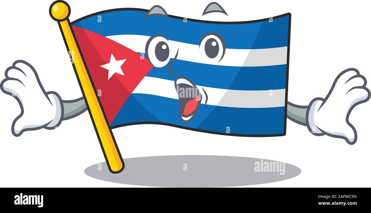 Flag cuba Scroll Surprised gesture on cartoon character style Stock ...