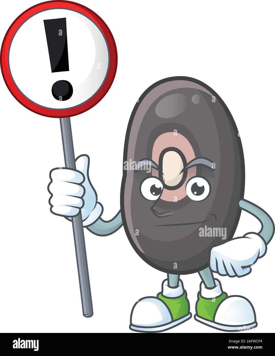 Cartoon mascot of black beans bring sign in his hand Stock Vector Image ...