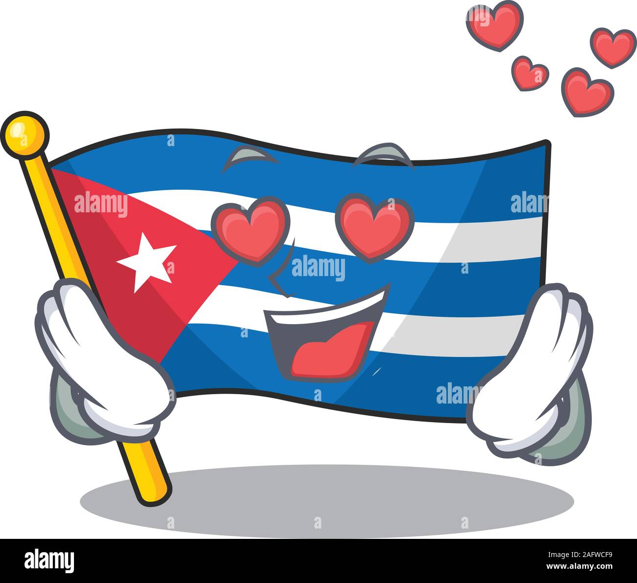 falling In love cute flag cuba Scroll cartoon mascot design Stock ...