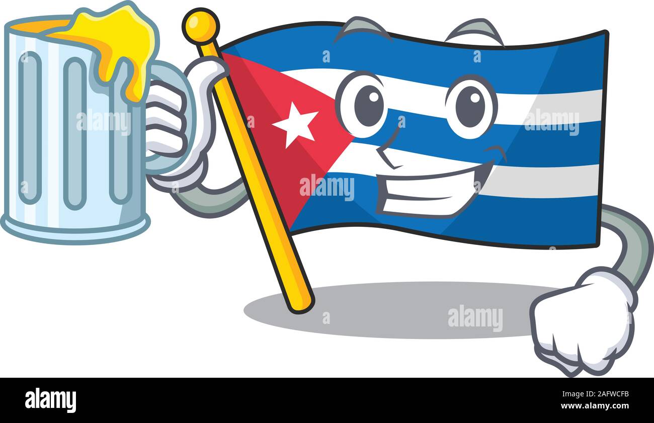 Happy flag cuba Scroll mascot design with a big glass Stock Vector ...