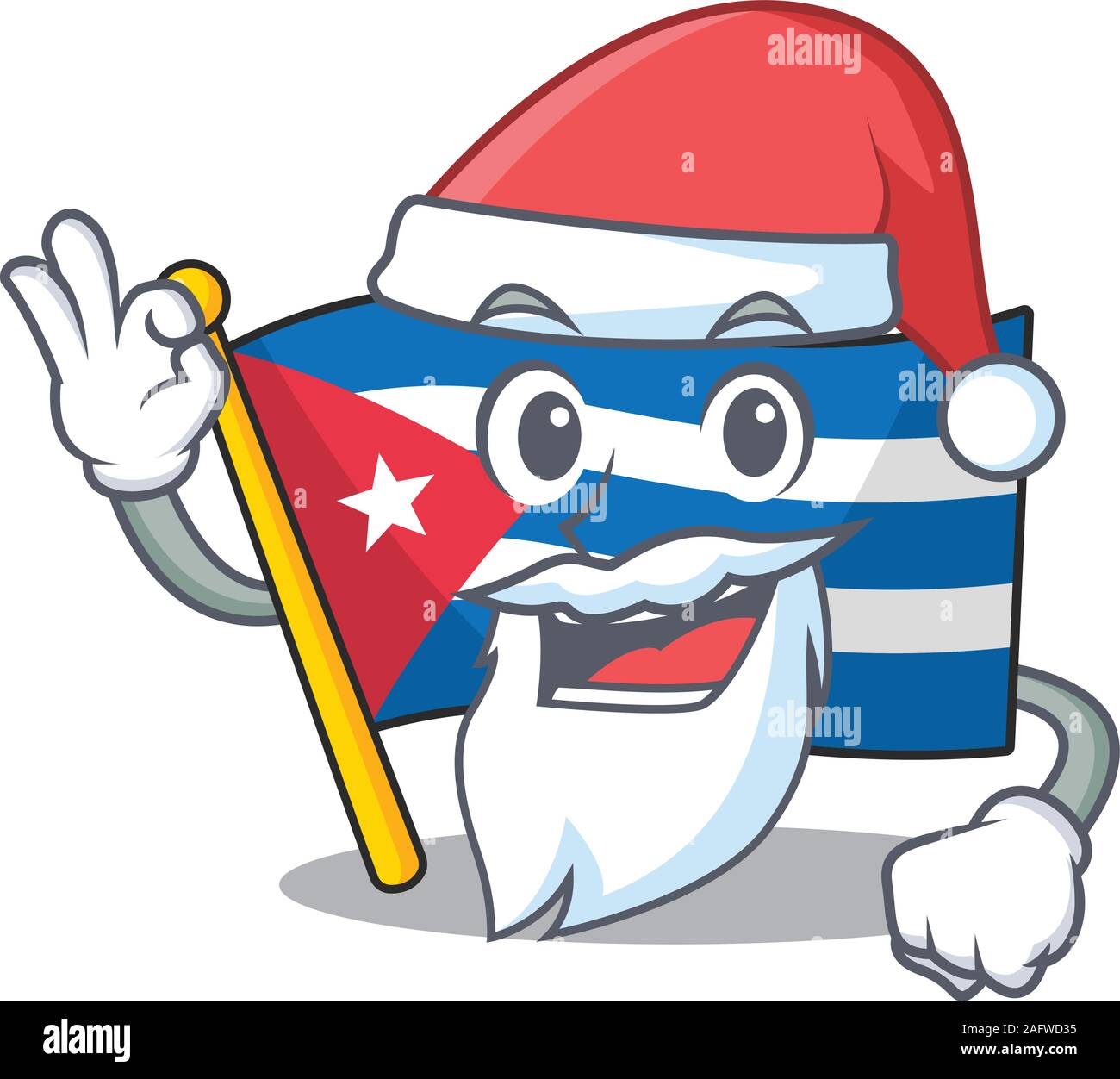 Santa flag cuba Scroll cartoon character design with ok finger Stock ...