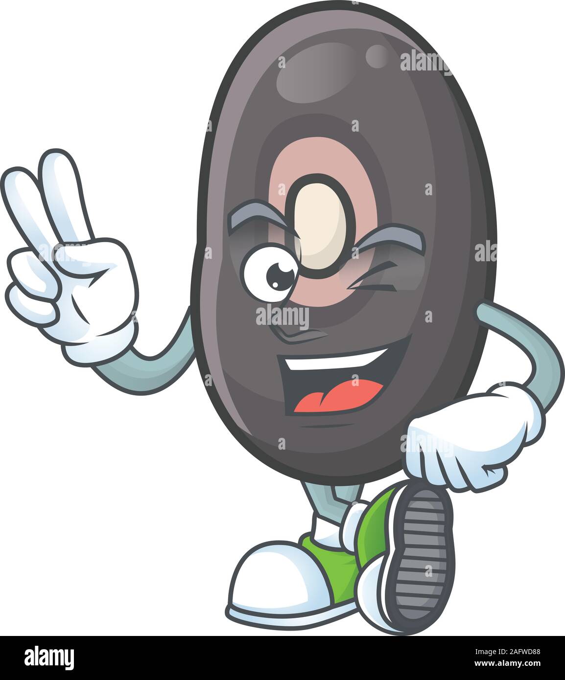 Black beans cartoon mascot style with two fingers Stock Vector Image ...