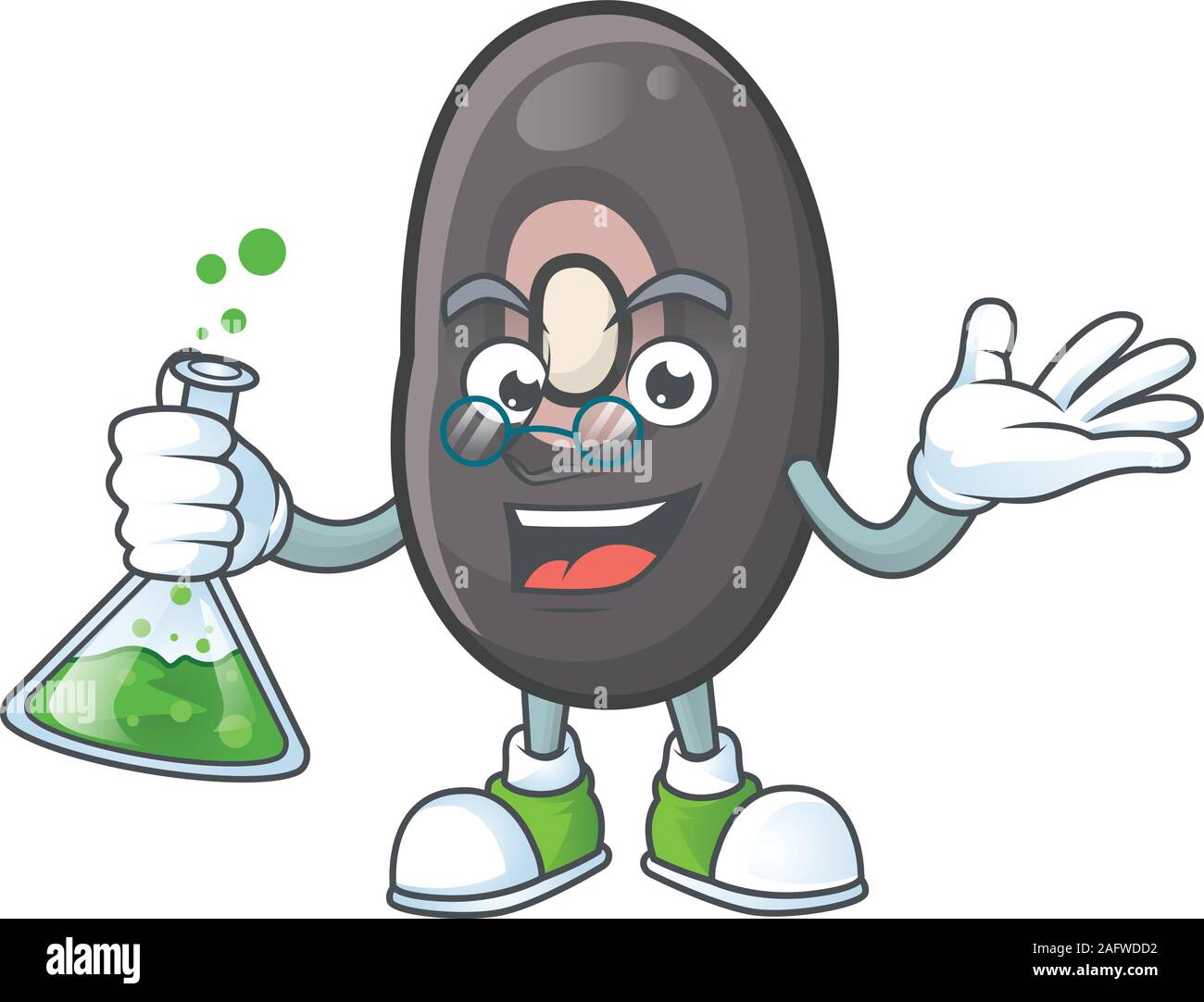 Smart black beans cartoon character holding glass tube Stock Vector ...