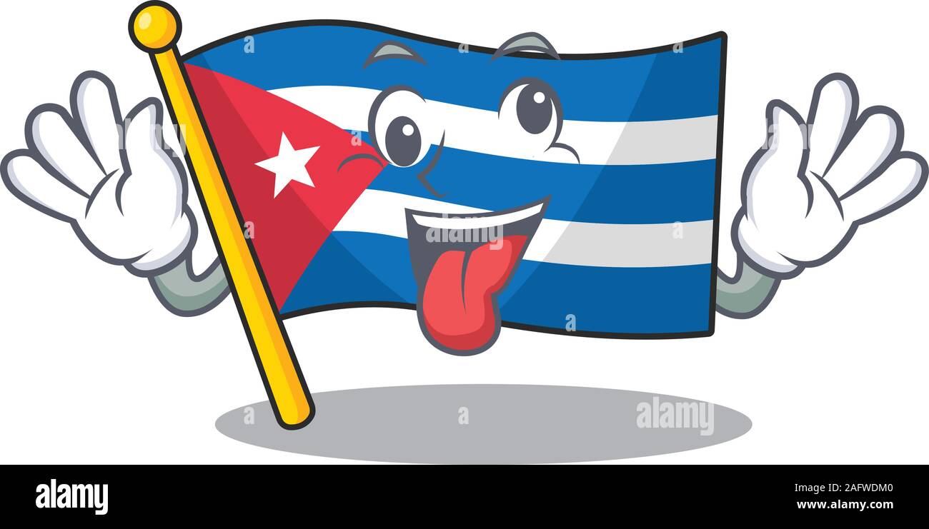Mascot of crazy face flag cuba Scroll Cartoon character style Stock ...
