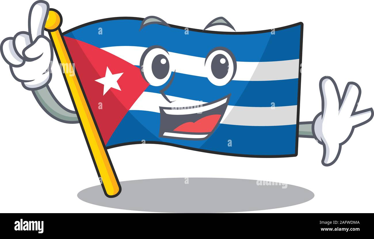 One Finger flag cuba Scroll in mascot cartoon character style Stock ...