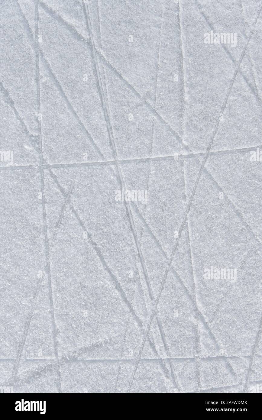 a trace on the ice left by skates on the rink Stock Photo - Alamy