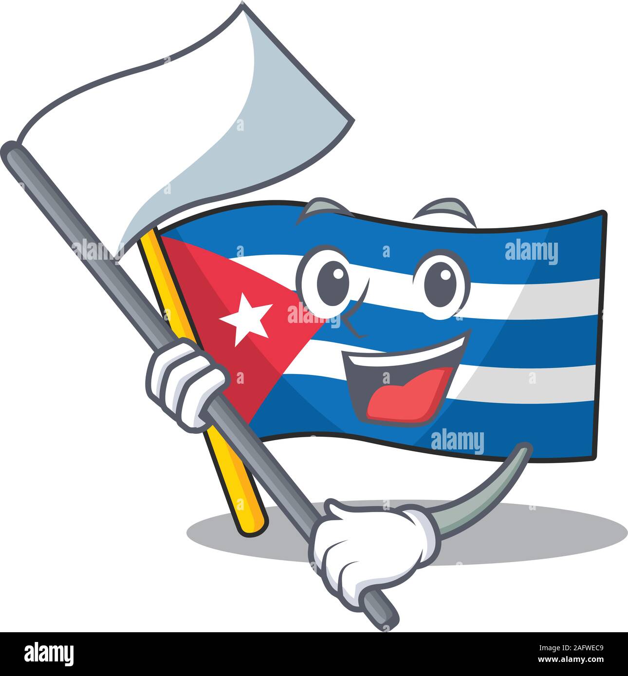 cute flag cuba Scroll cartoon character style with standing flag Stock ...