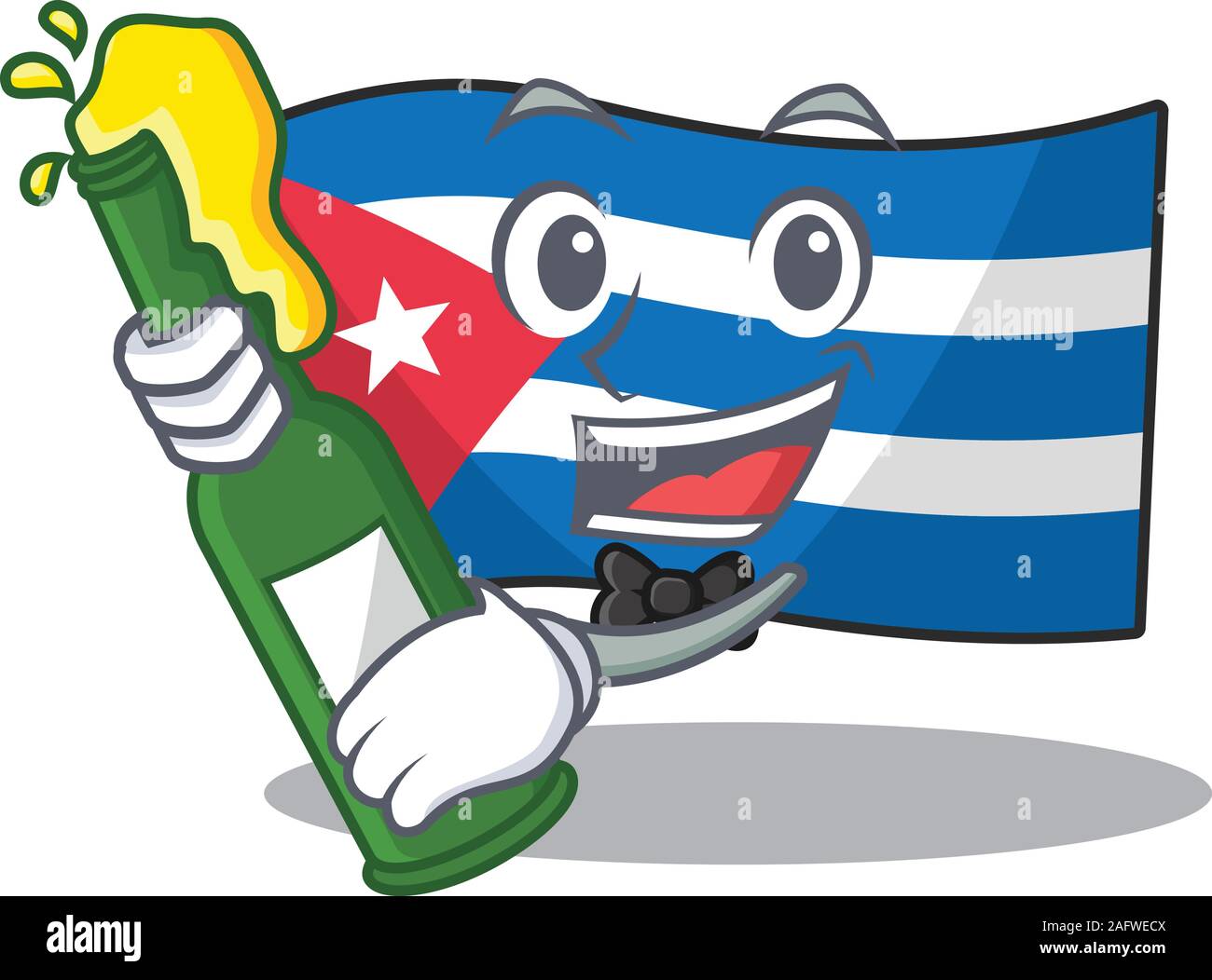 Flag cuba Scroll with bottle of beer mascot cartoon style Stock Vector ...