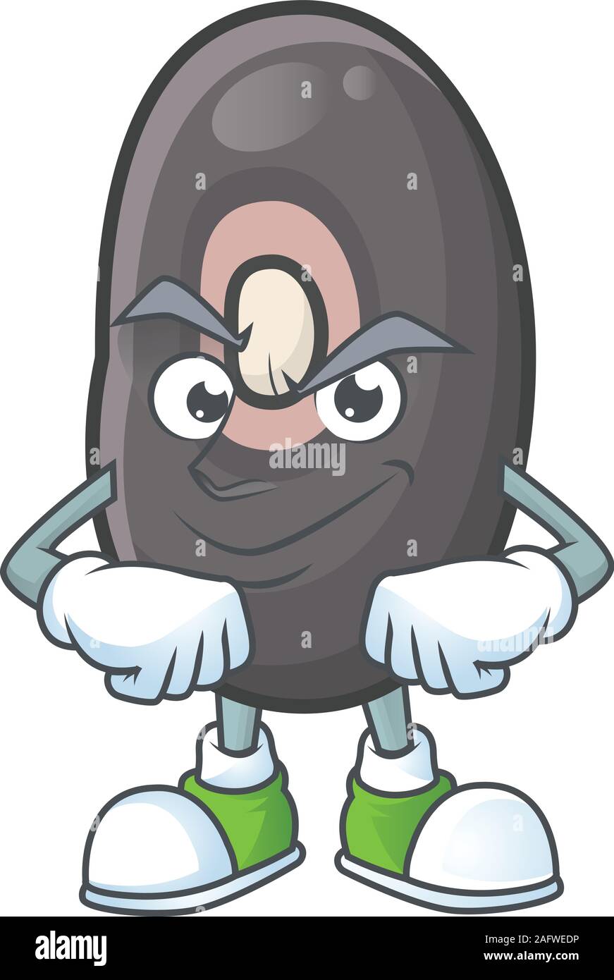 Black beans mascot cartoon character style with Smirking face Stock ...