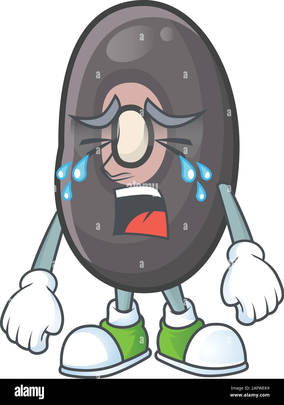 Sad Crying gesture black beans cartoon character style Stock Vector ...