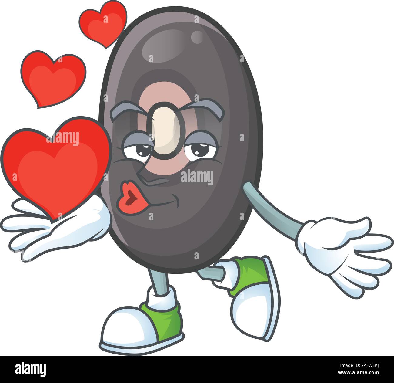 Happy black beans cartoon character mascot with heart Stock Vector ...