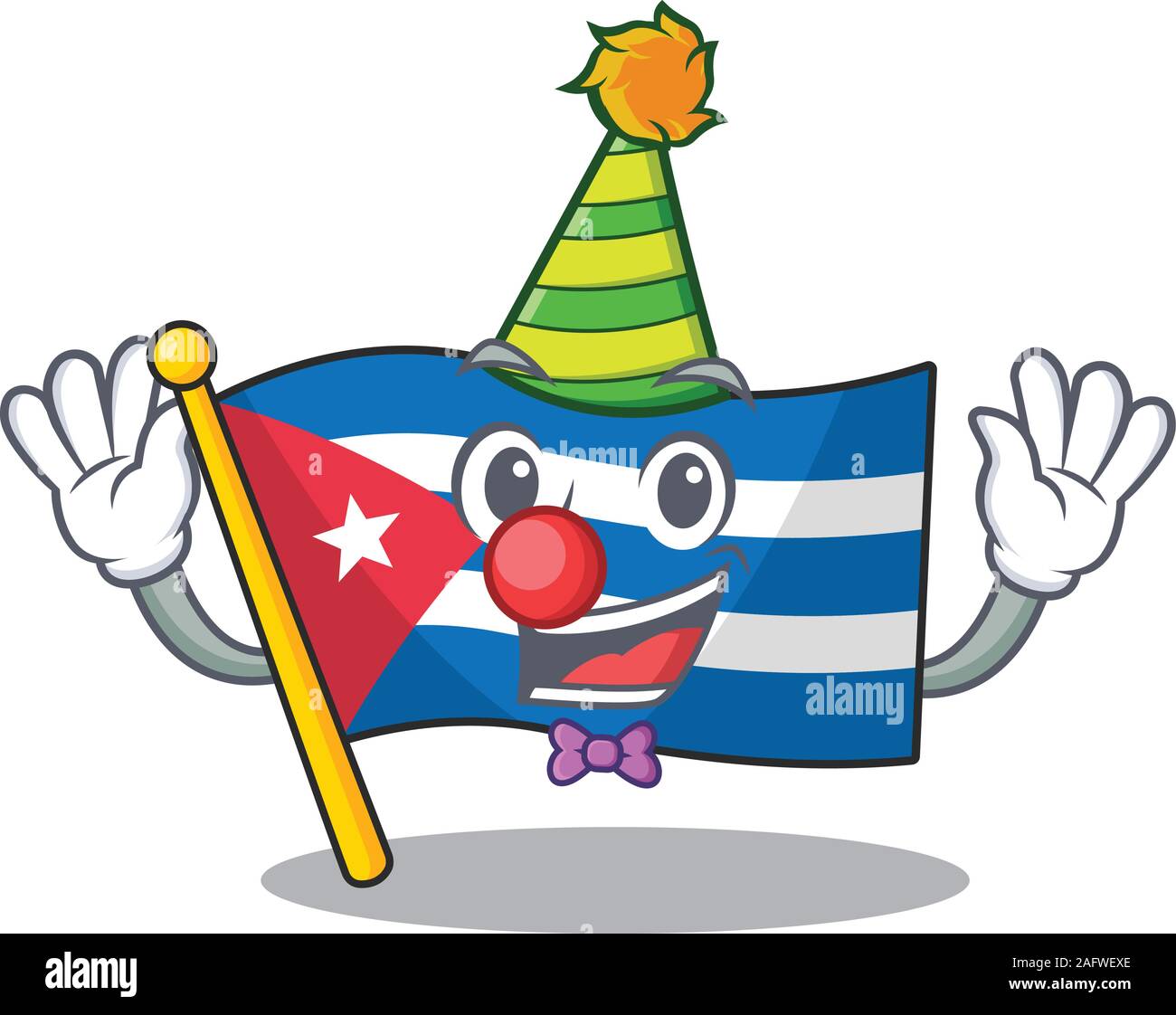 Cute and Funny Clown flag cuba Scroll cartoon character mascot style ...