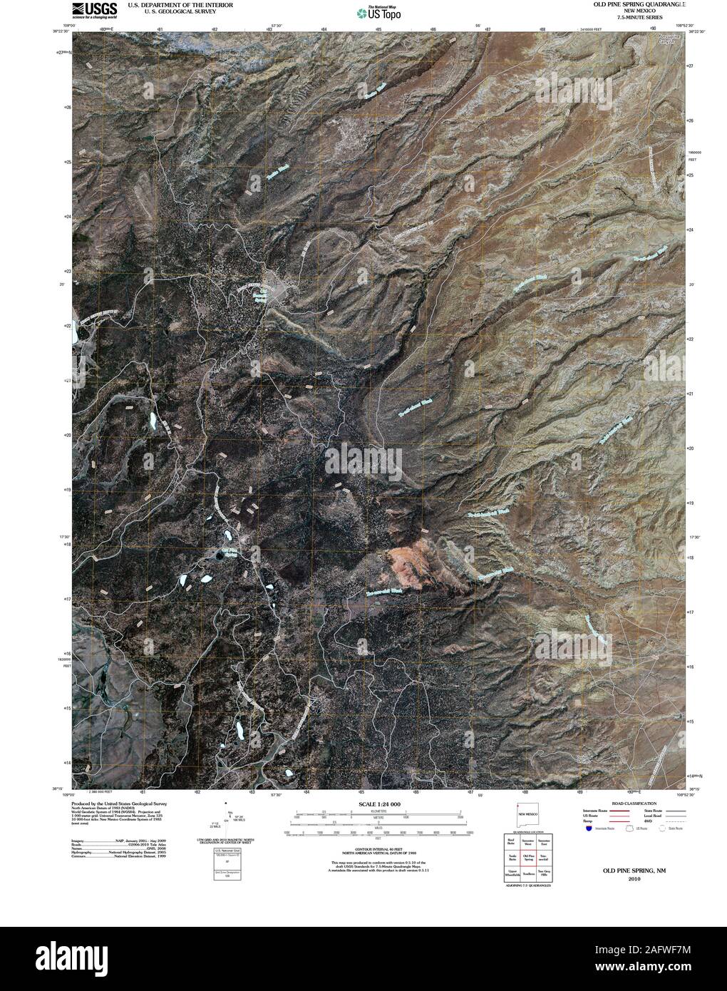 USGS TOPO Map New Mexico NM Old Pine Spring 20100827 TM Restoration ...