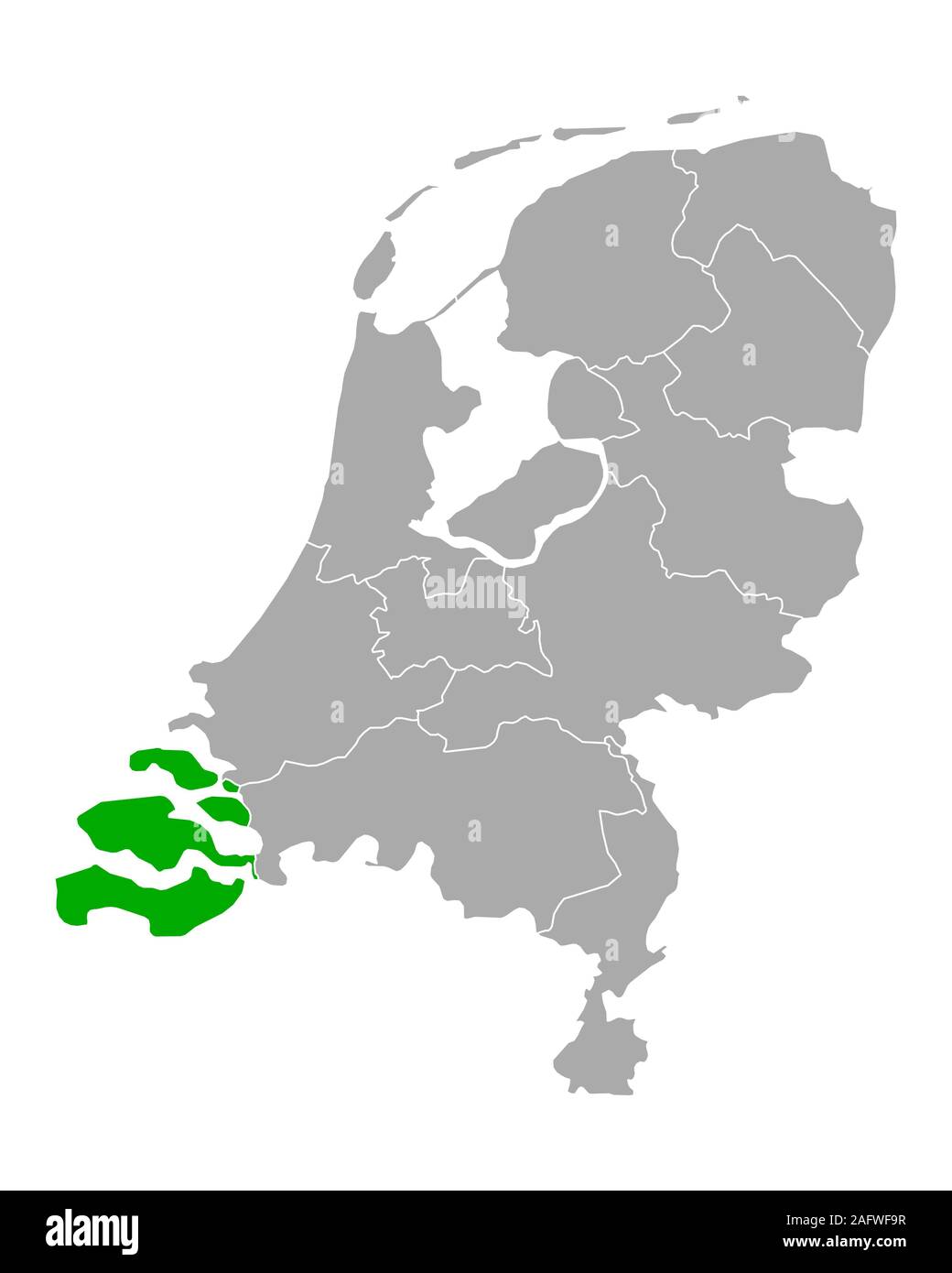 Map of Zeeland in Netherlands Stock Photo - Alamy