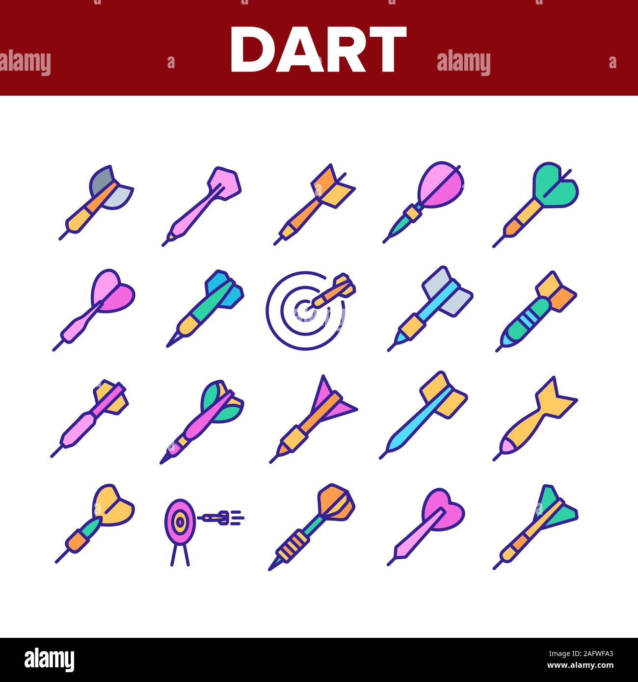 Dart For Play Game Collection Icons Set Vector Stock Vector Image & Art ...