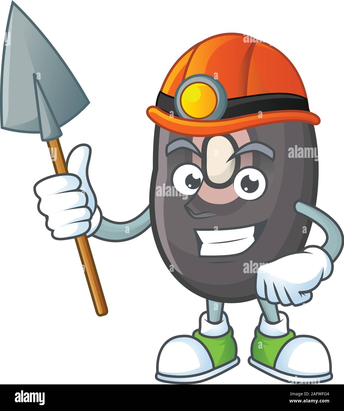 Cool Miner black beans cartoon character design style Stock Vector ...