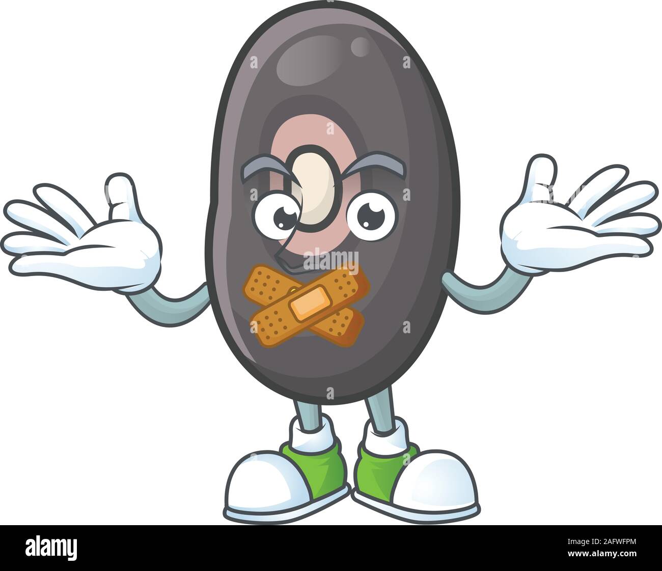 Black beans cartoon character style with silent gesture Stock Vector ...