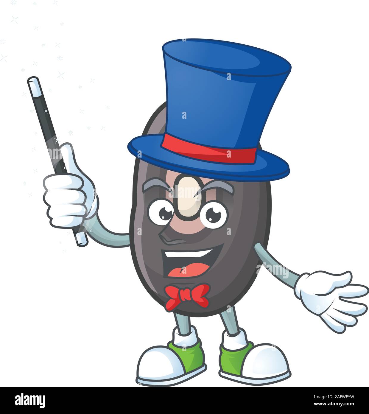 Cartoon character of black beans performance as a Magician Stock Vector ...