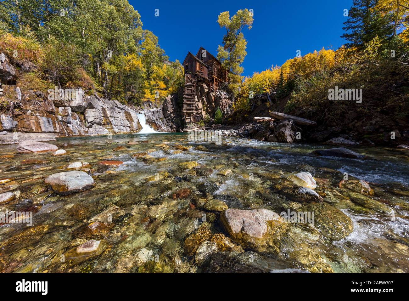 OCTOBER 2, 2019, CRYSTAL, COLORADO, USA - Old Mill is an 1892 wooden ...
