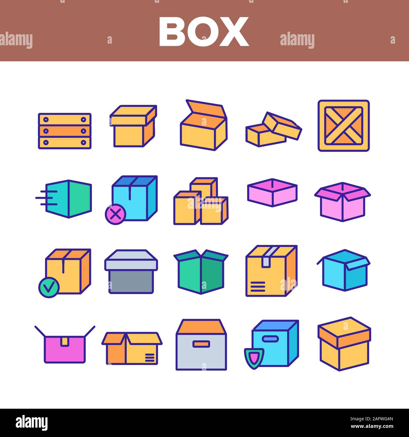 Wooden collection box with various Stock Vector Images - Alamy