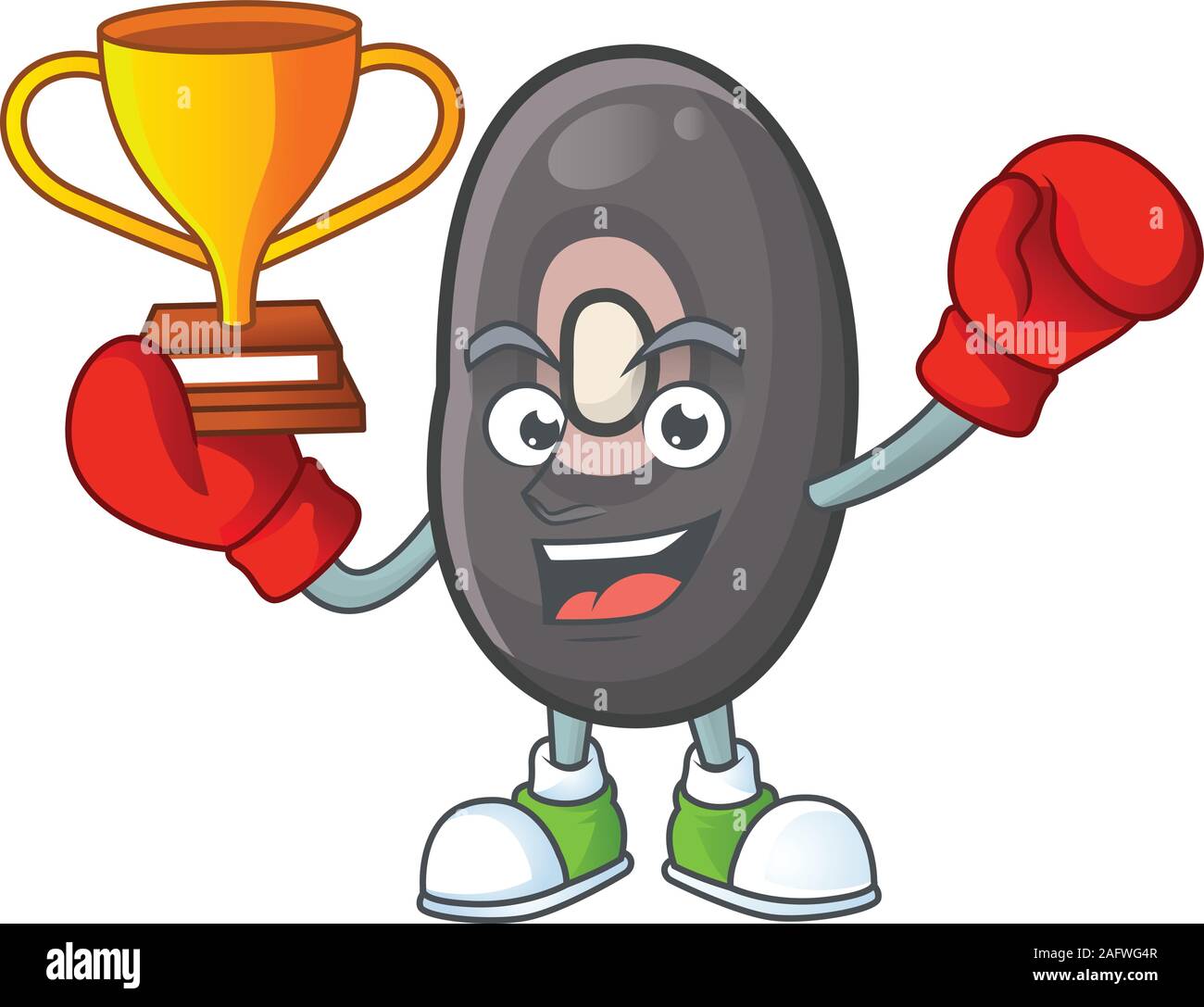 Super cool Boxing winner black beans in mascot cartoon style Stock ...
