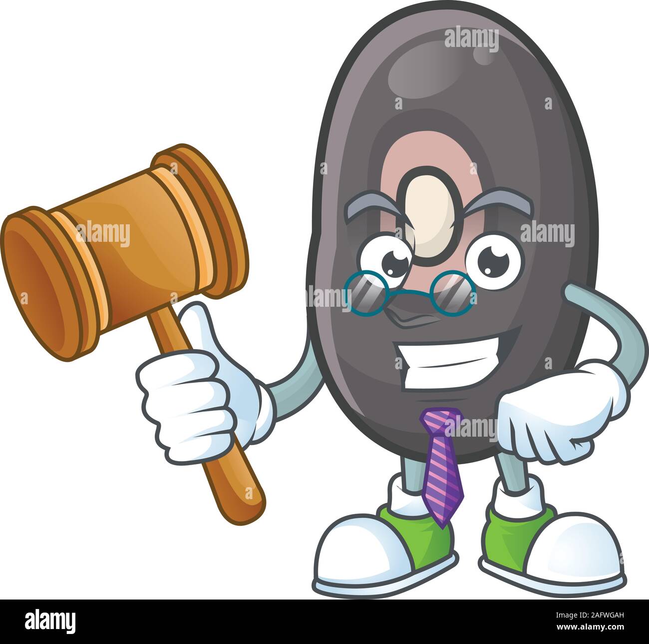 A professional judge black beans presented in cartoon character design ...