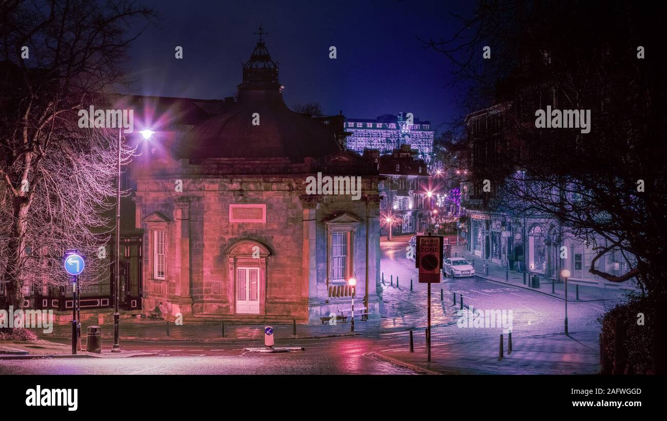 Night view of the iconic Royal Pump Rooms Museum, in Harrogate, North ...