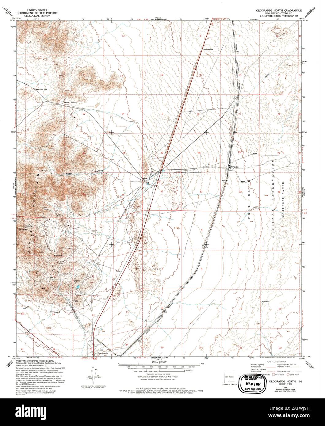 USGS TOPO Map New Mexico NM Orogrande North 194129 1955 24000 ...