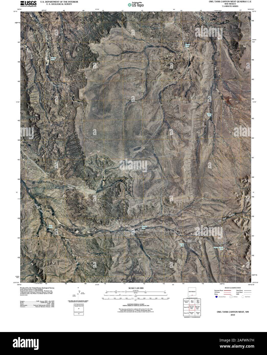 USGS TOPO Map New Mexico NM Owl Tank Canyon West 20100921 TM ...