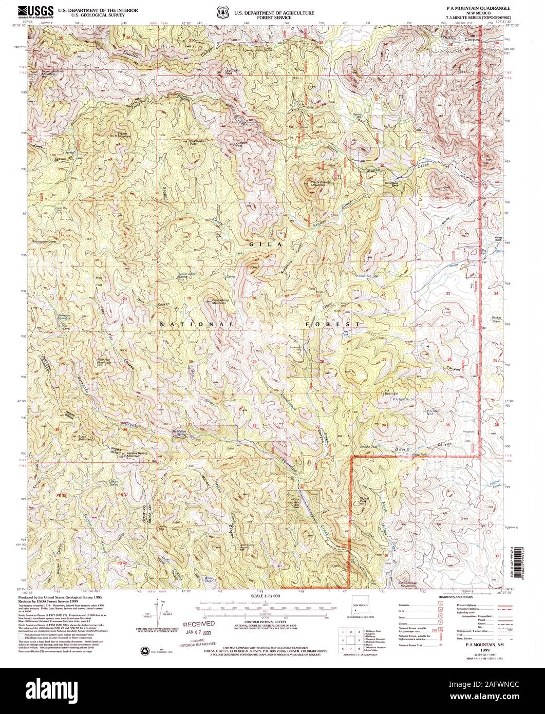 USGS TOPO Map New Mexico NM P A Mountain 194137 1999 24000 Restoration ...