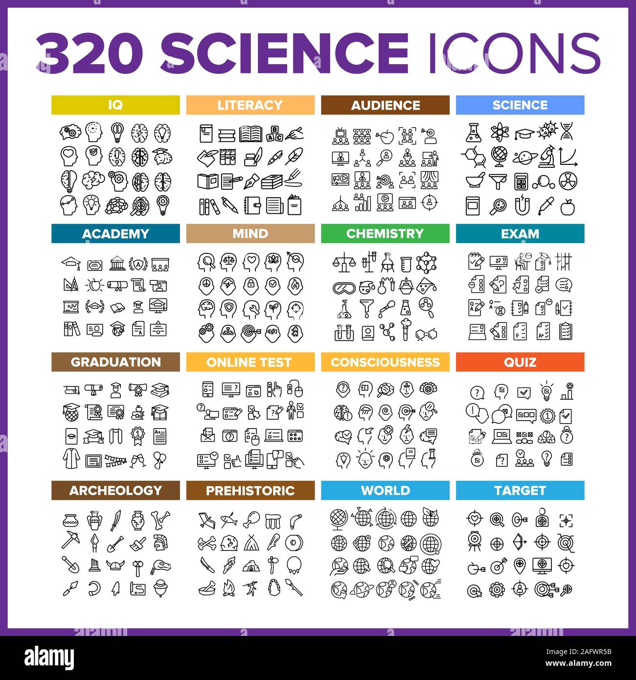 Science Icon Thin Line Big Set Vector Stock Vector Image & Art - Alamy