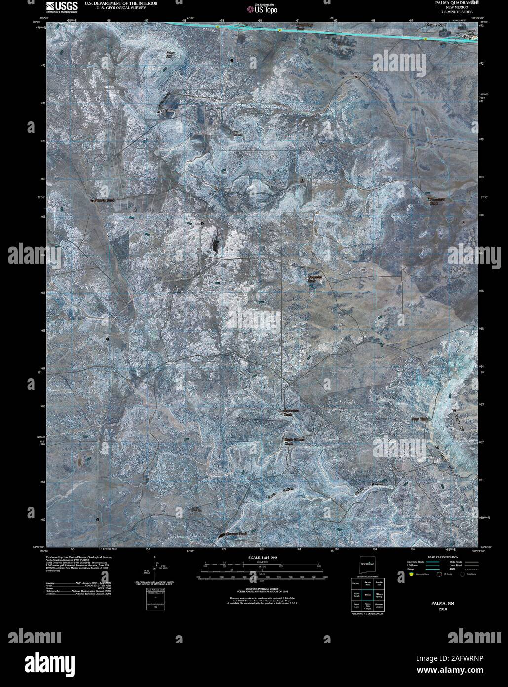 USGS TOPO Map New Mexico NM Palma 20100913 TM Inverted Restoration ...