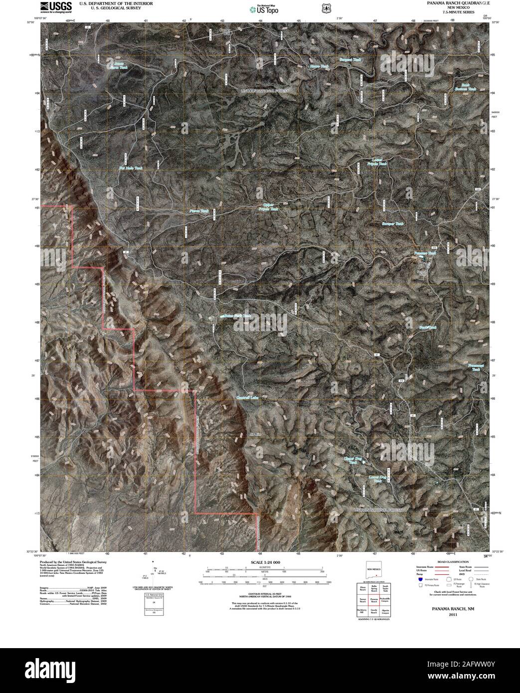 USGS TOPO Map New Mexico NM Panama Ranch 20110302 TM Restoration Stock ...